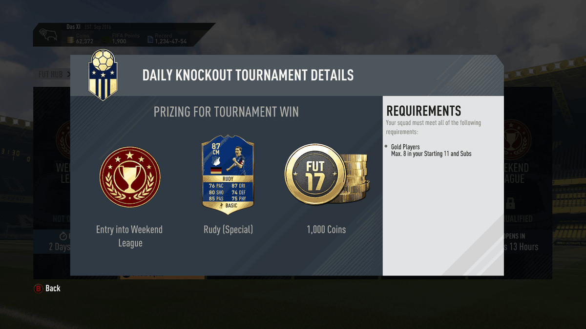 Torneos diarios o daily knockout de FUT Champions en FIFA 18