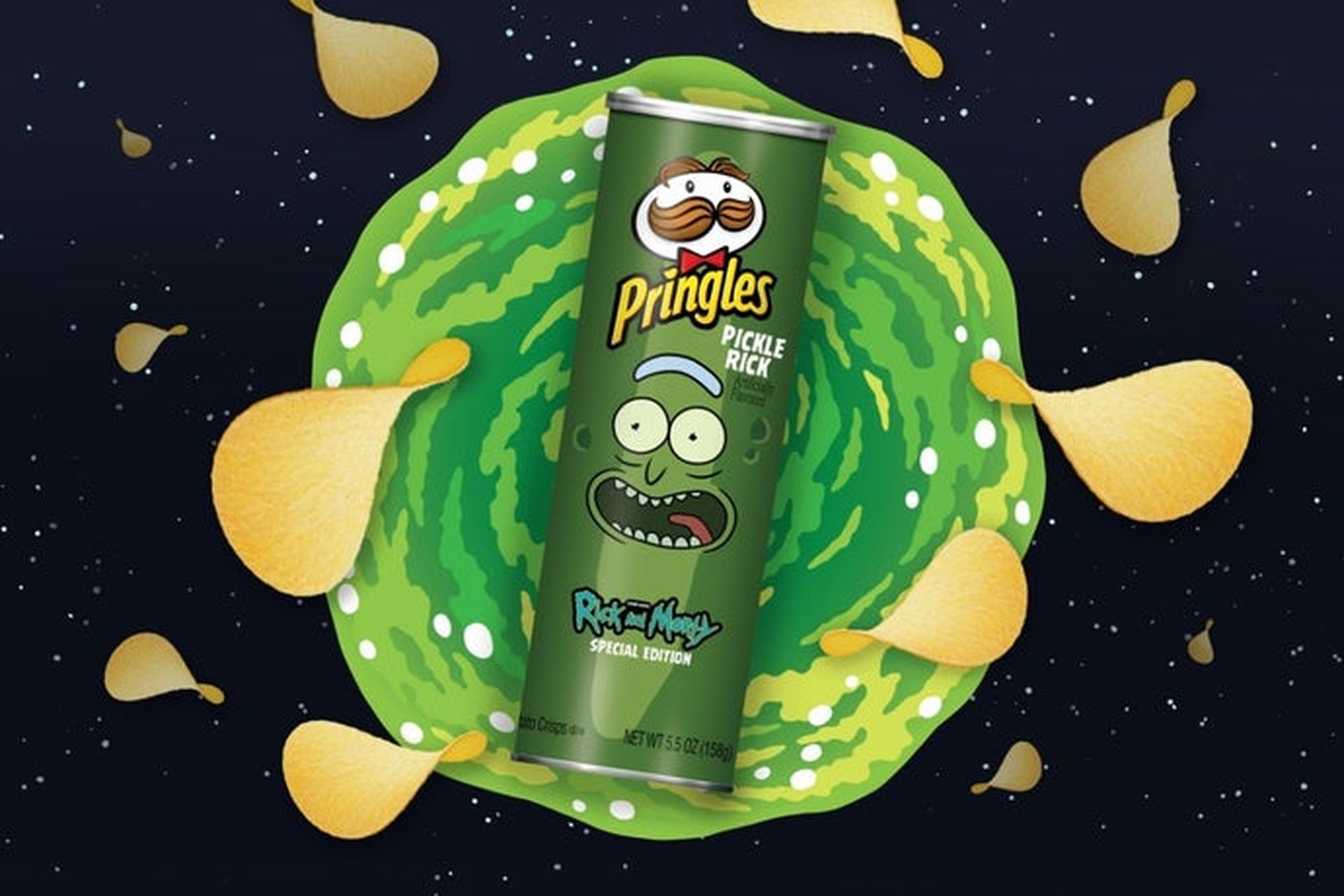 Rick y Morty tendrán sus propias Pringles sabor... Rick Pepinillo, claro