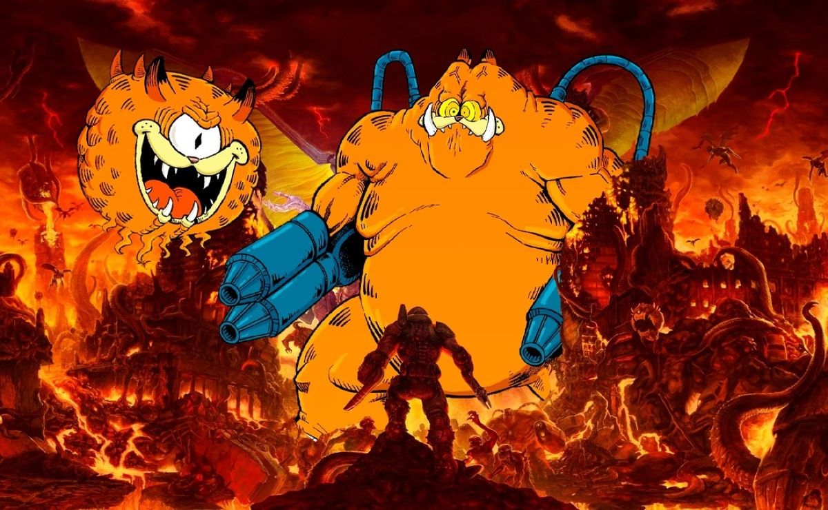 ¿Y si el gato Garfield fuera un demonio de Doom? Un artista se lo ...
