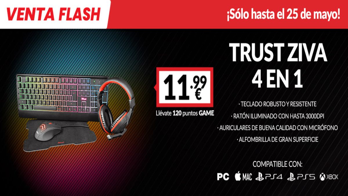 Ofertón flash en GAME: hazte ya con el pack gaming Trust Ziva 4 en 1 ...