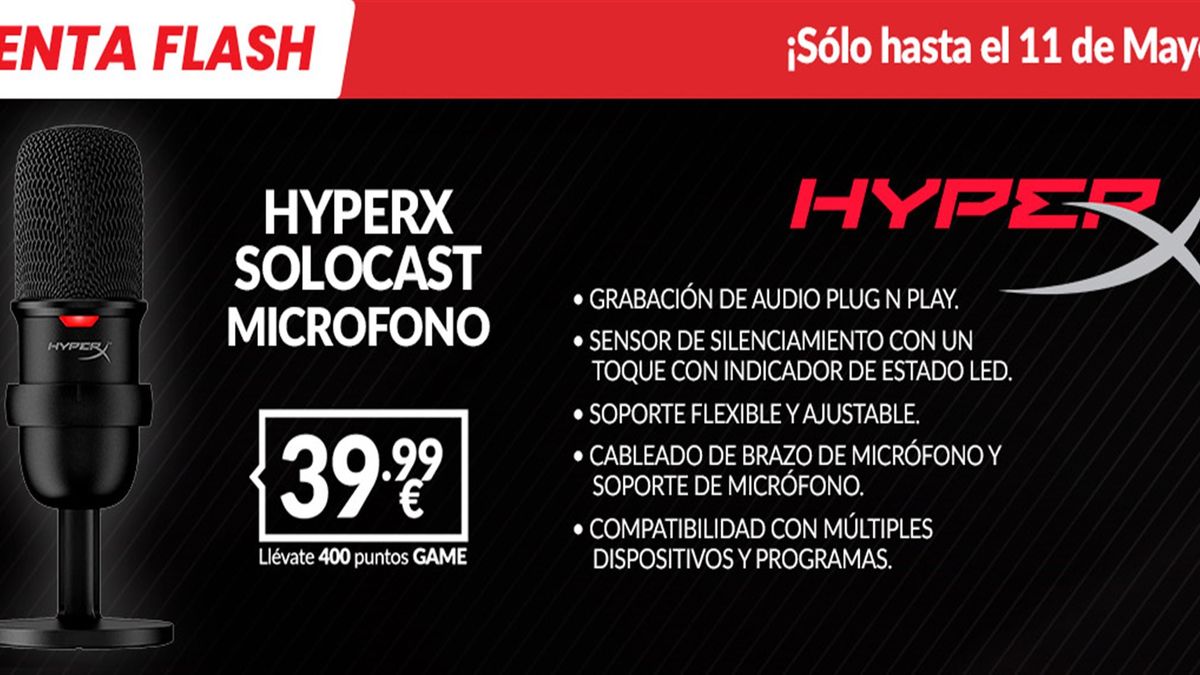 GAME rebaja el mejor micrófono gaming, hazte con el HyperX SoloCast por 39,99€ hasta el 11-05 ...