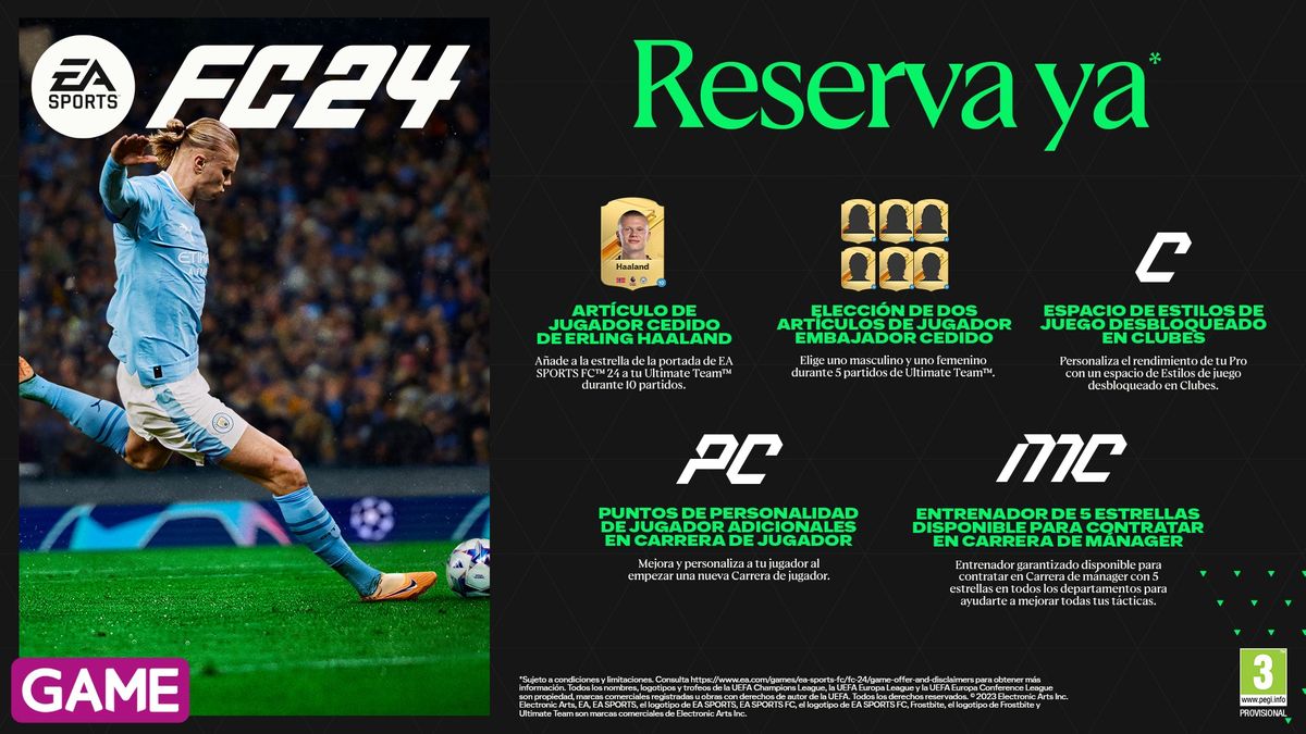 Reserva EA Sports FC 24 en GAME y consigue un Steelbook y DLC exclusivos, así como más contenido ...