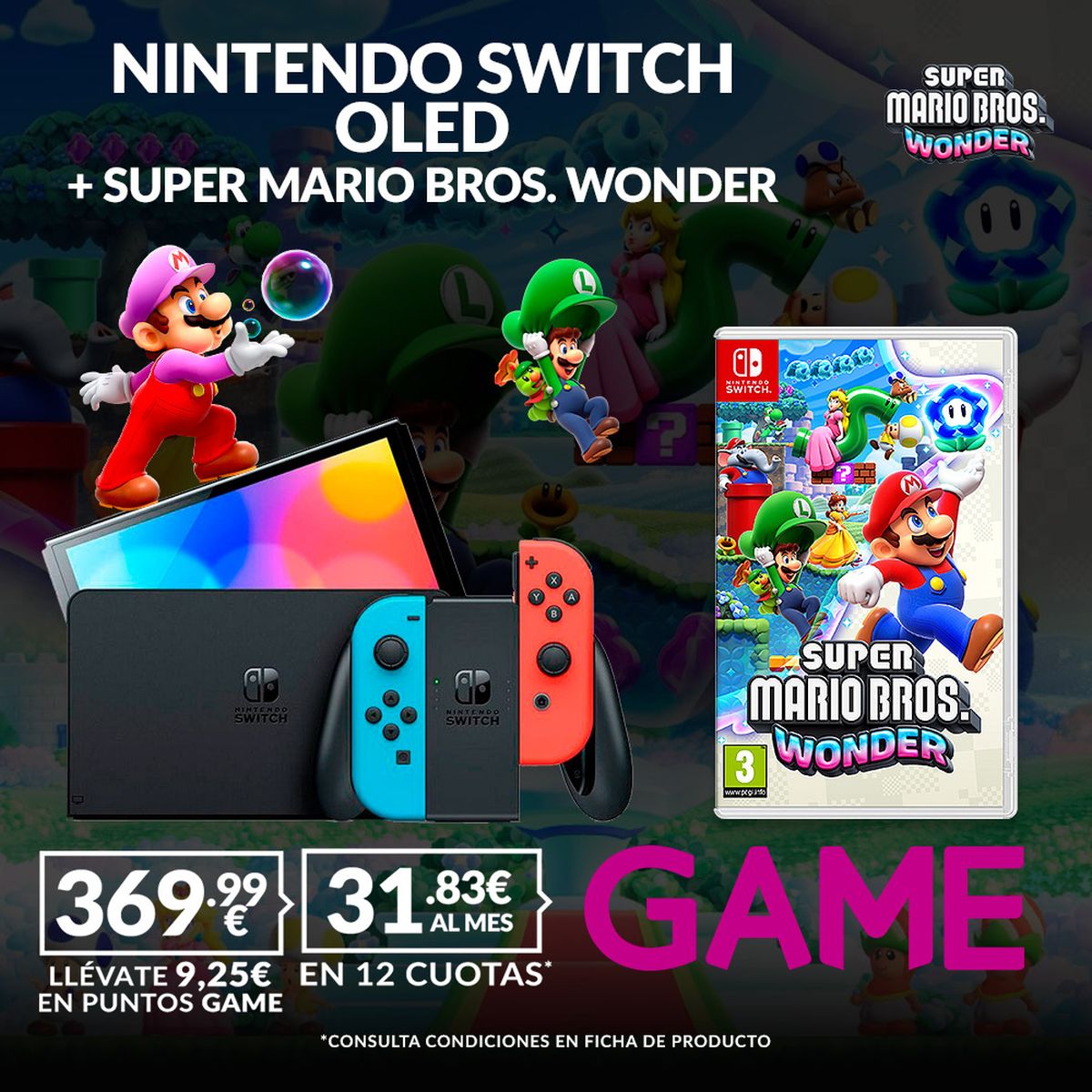 El mega pack con Nintendo Switch + NSW Sports + Super Mario Bros Wonder ...