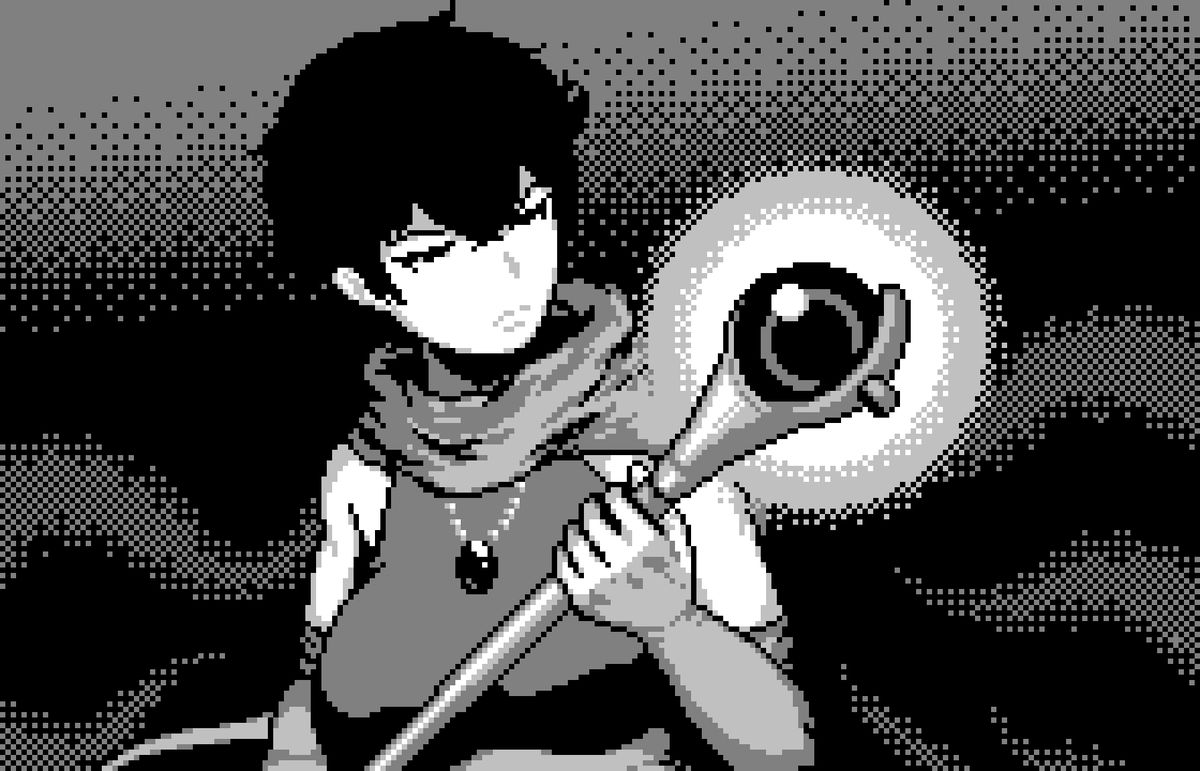 Es un juego de puzles en blanco y negro con estética de Game Boy, pero ...