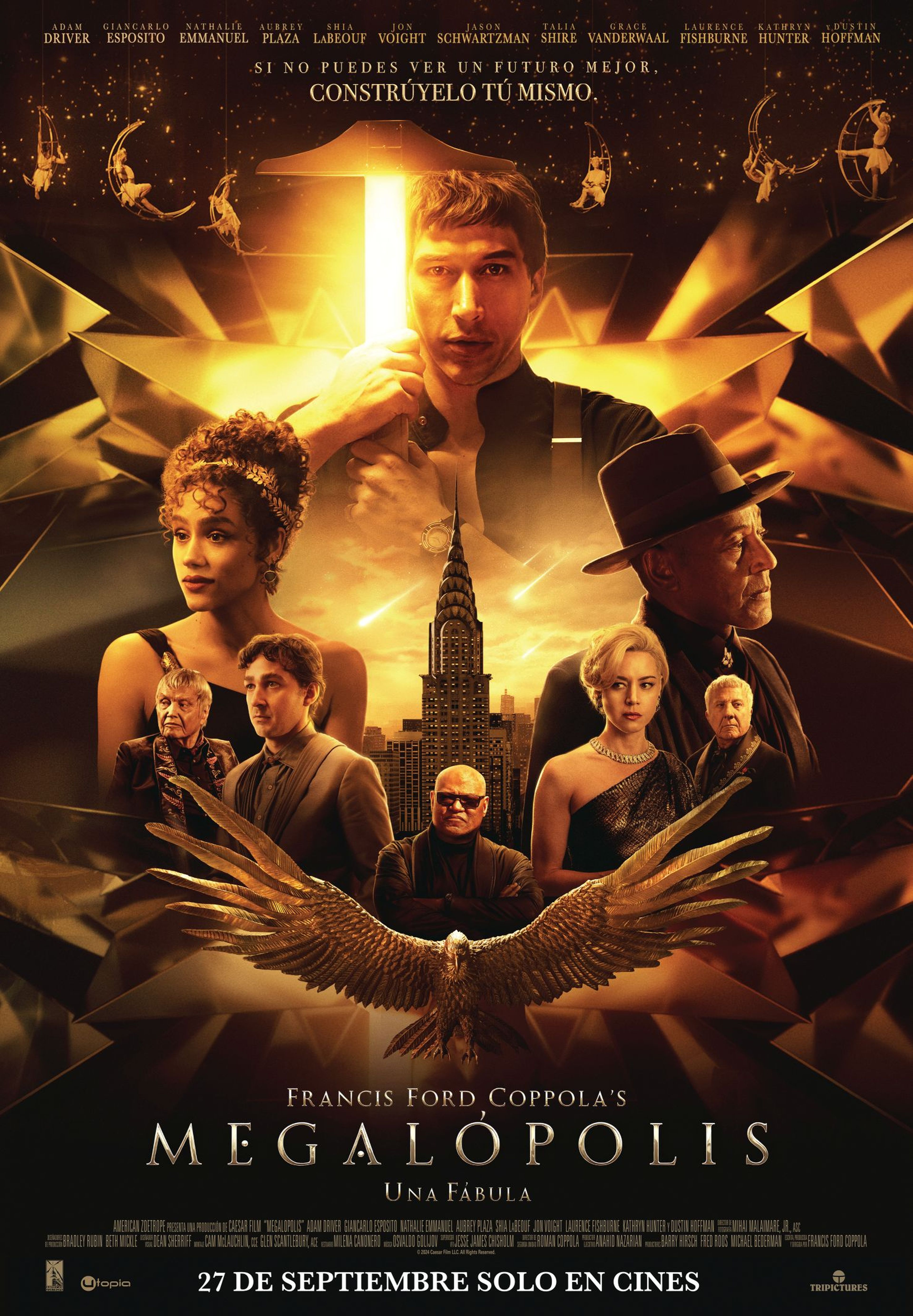 Megalópolis, la ambiciosa película de Francis Ford Coppola, comparte su póster oficial en castellano