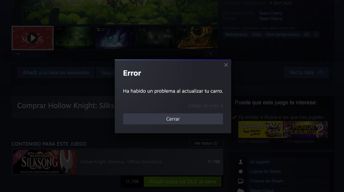 Hollow Knight Silksong provoca una caída global en Steam, PS Store, Nintendo eShop y Microsoft ...